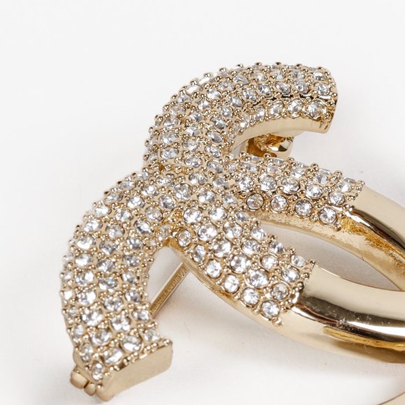 CHANEL | Jewelry | Chanel 223 Cc Champagne Gold Crystal Brooch | Poshmark